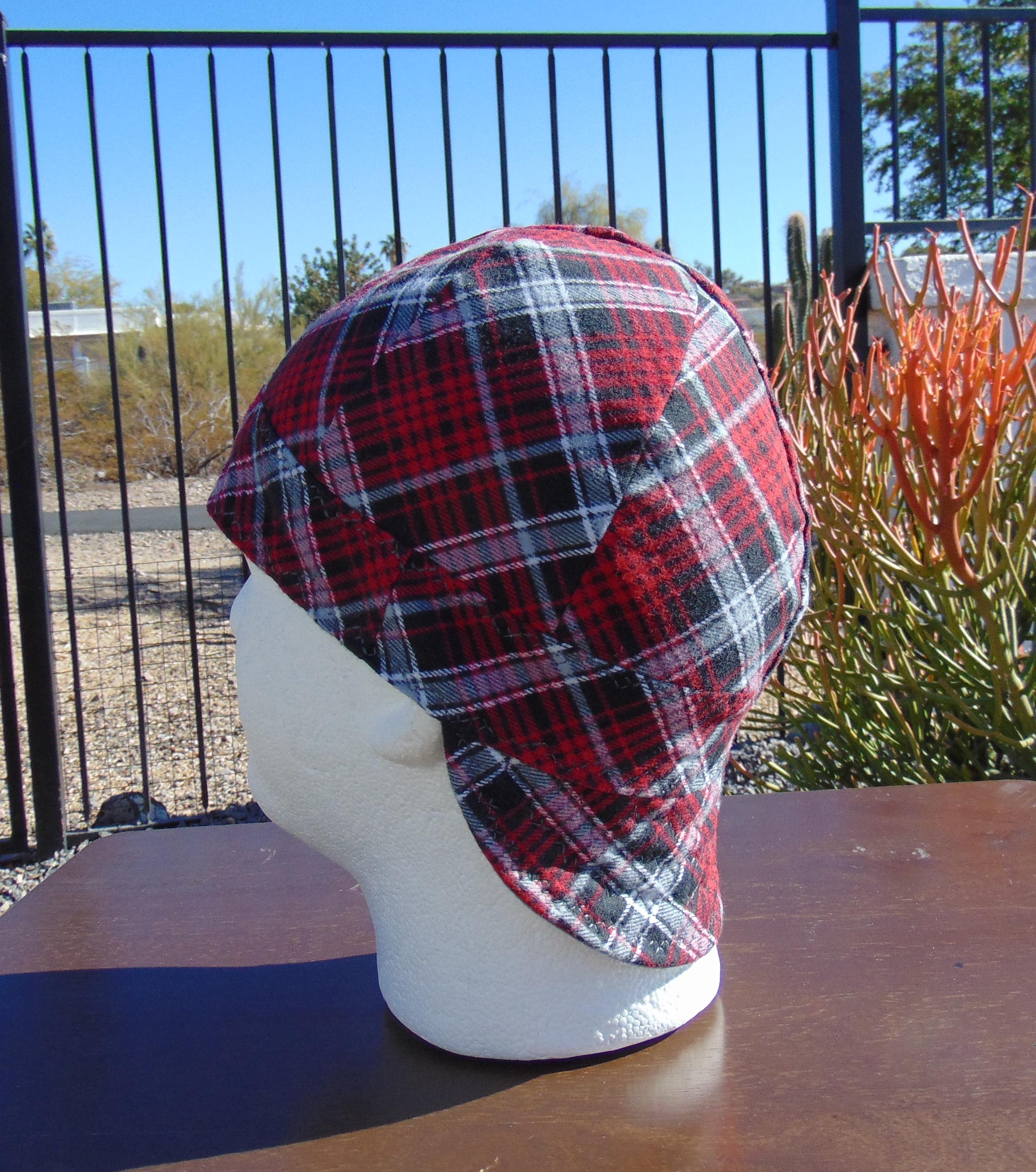Carter - Gray Welding Cap: Reverses to Red Black Gray Flannel - Biker ...
