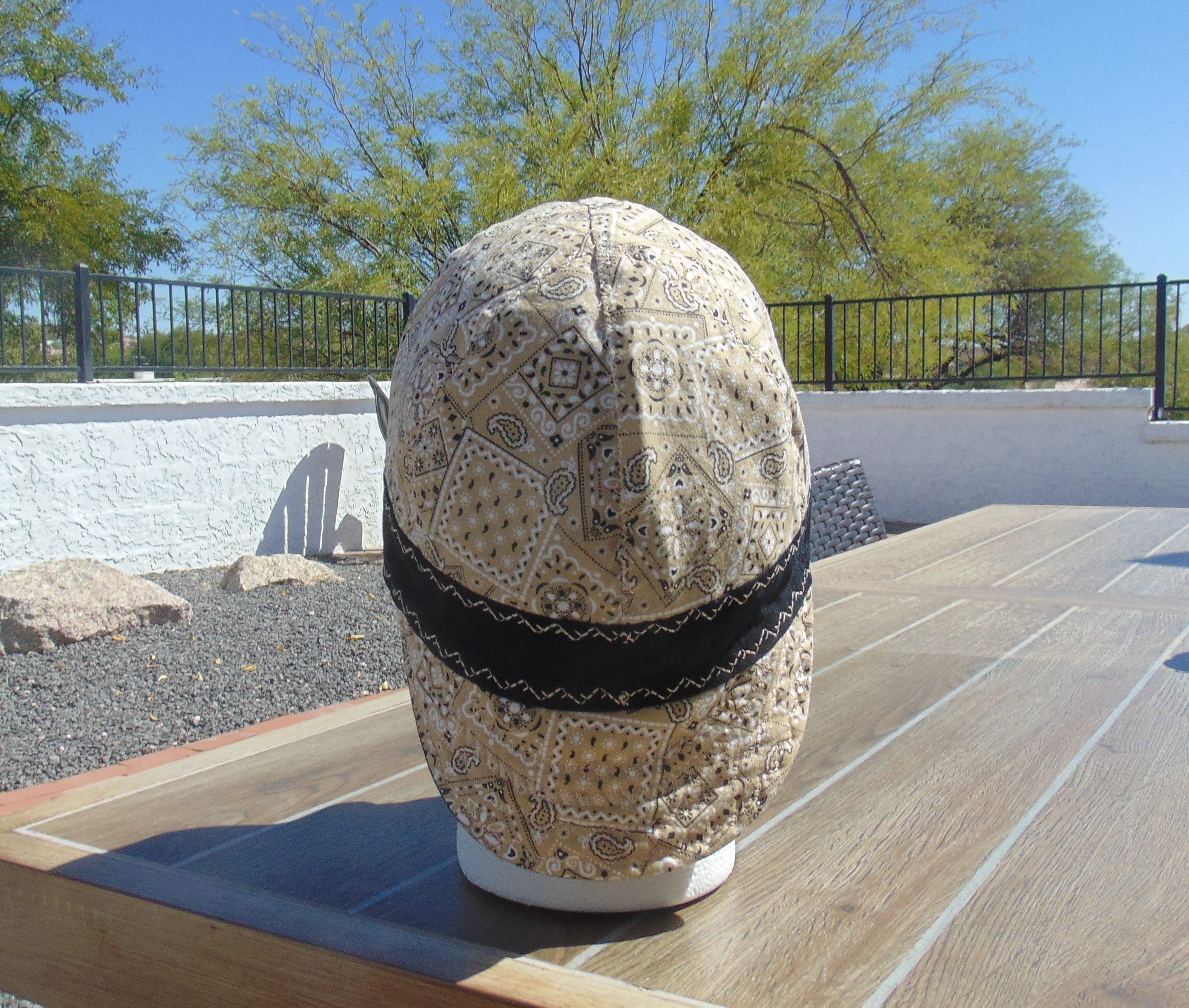 Black Reverses to Tan Bandana With Tan Decorative Stitching - Etsy