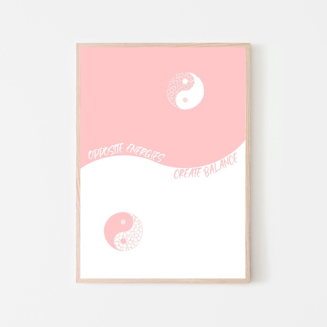 Ying Yang Printable Wall Art Pink Boho Wall Decor Hippie Minimalistic ...