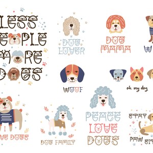 Digital Dog Clipart posters, Characters and Faces - Etsy