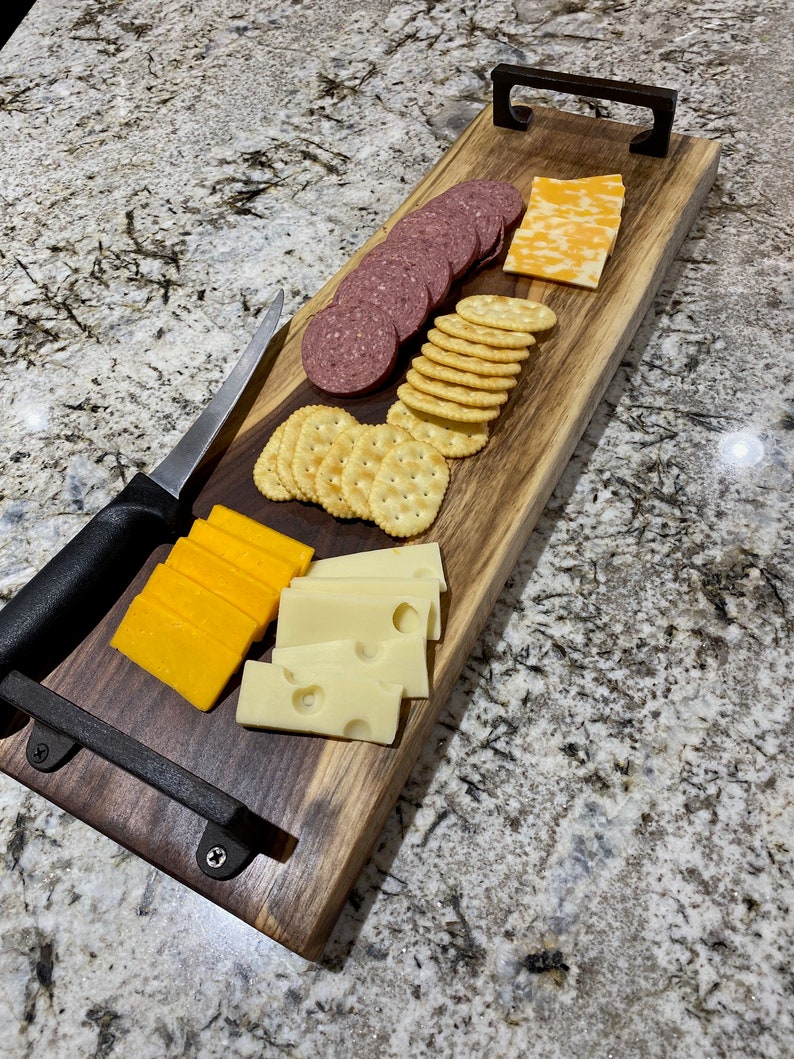 Handcrafted Walnut Charcuterie Board With Handles: Live Edge Serving Board - Etsy