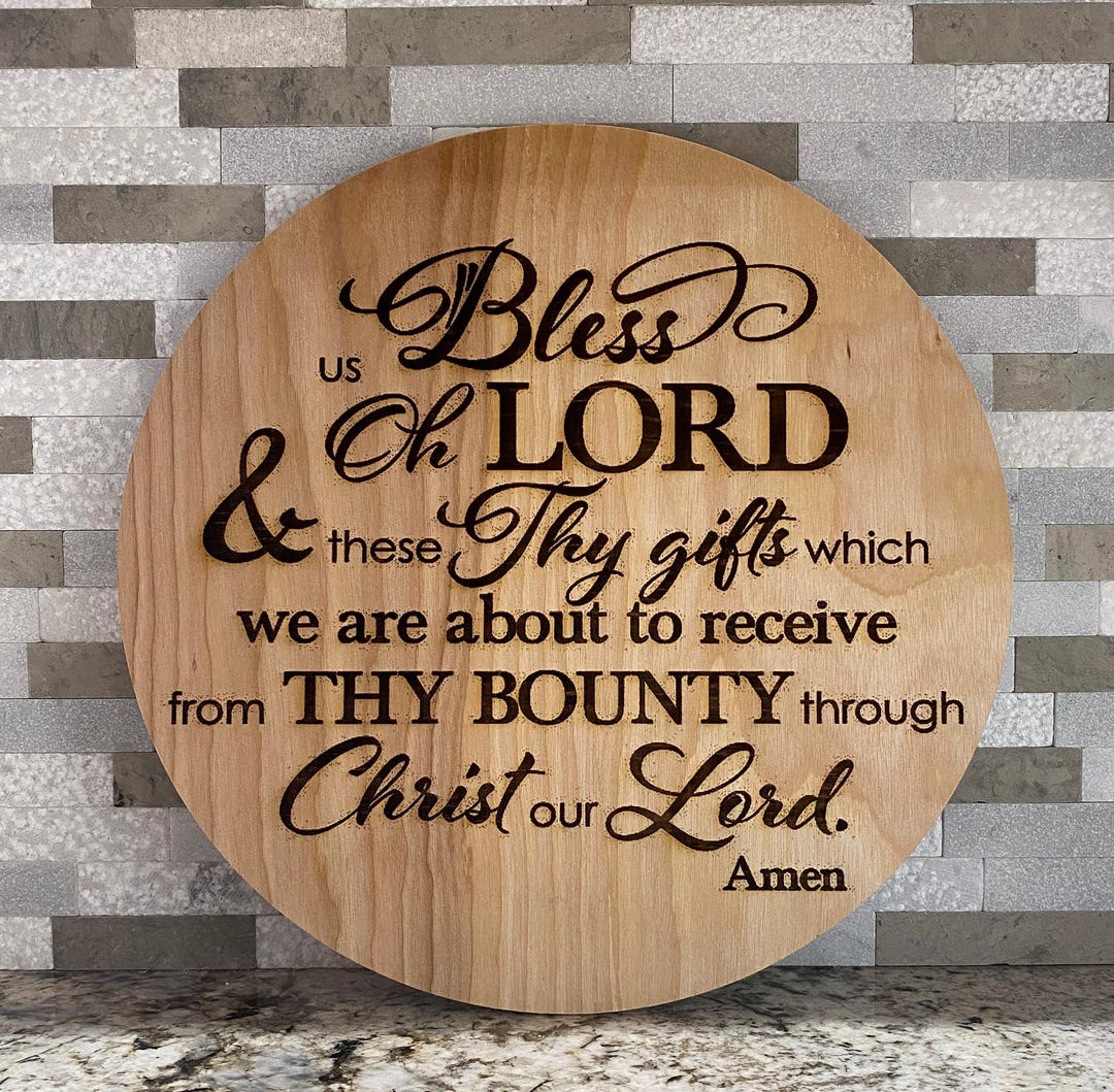 Catholic Meal Prayer Sign – Bless Us Oh Lord Laser Engraved Wooden Wall ...