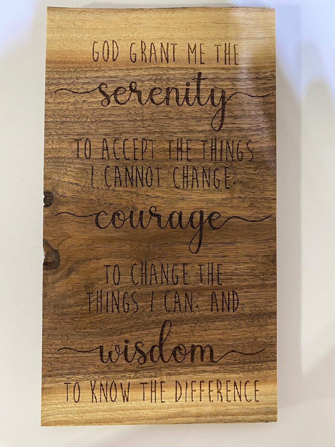 Laser Cut Serenity Prayer Sign: Live Edge Walnut Decor - Etsy