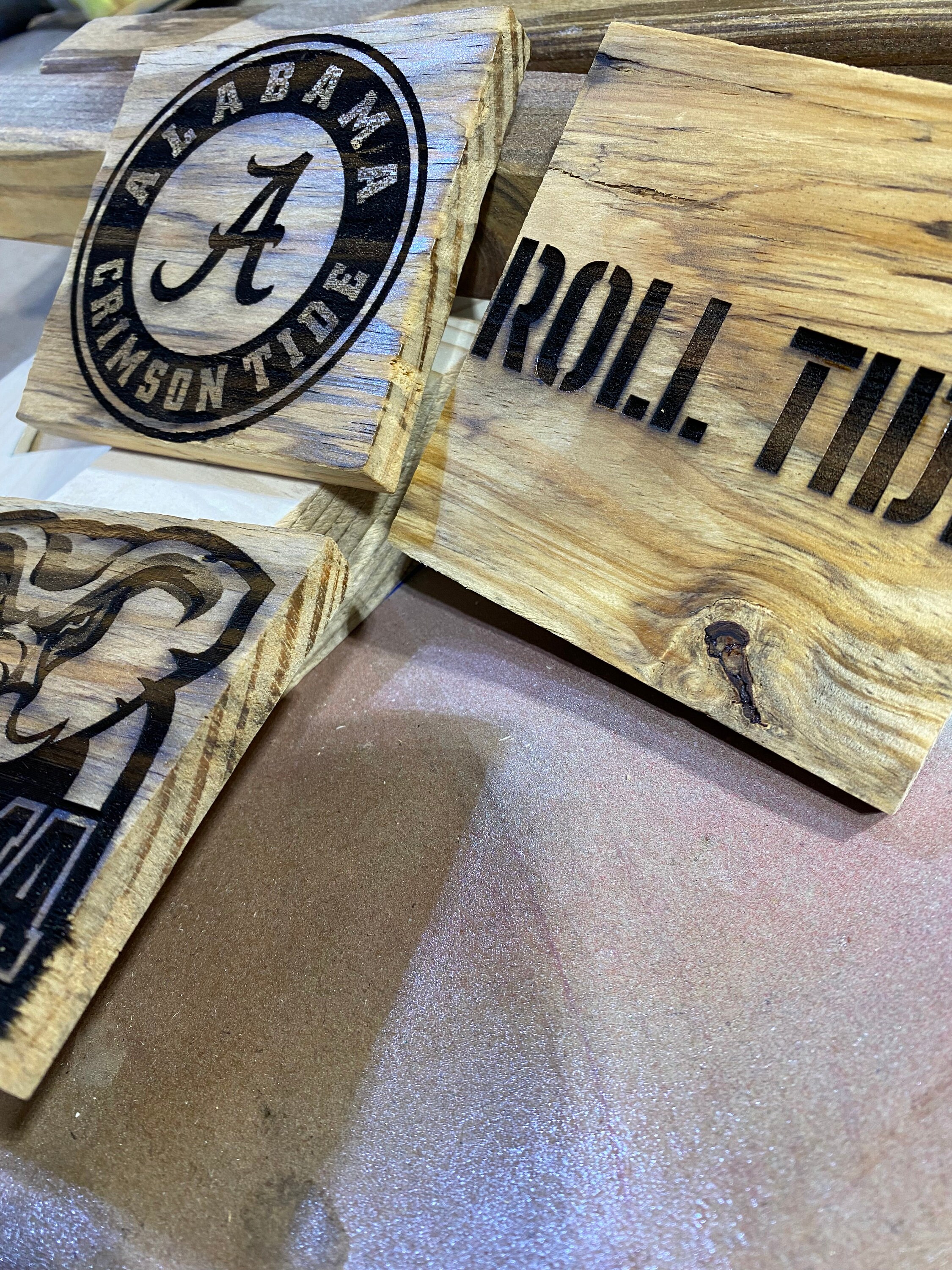 Alabama Roll Tide Set of 3 Coasters Alabama Crimson Tide Pallet Wood ...