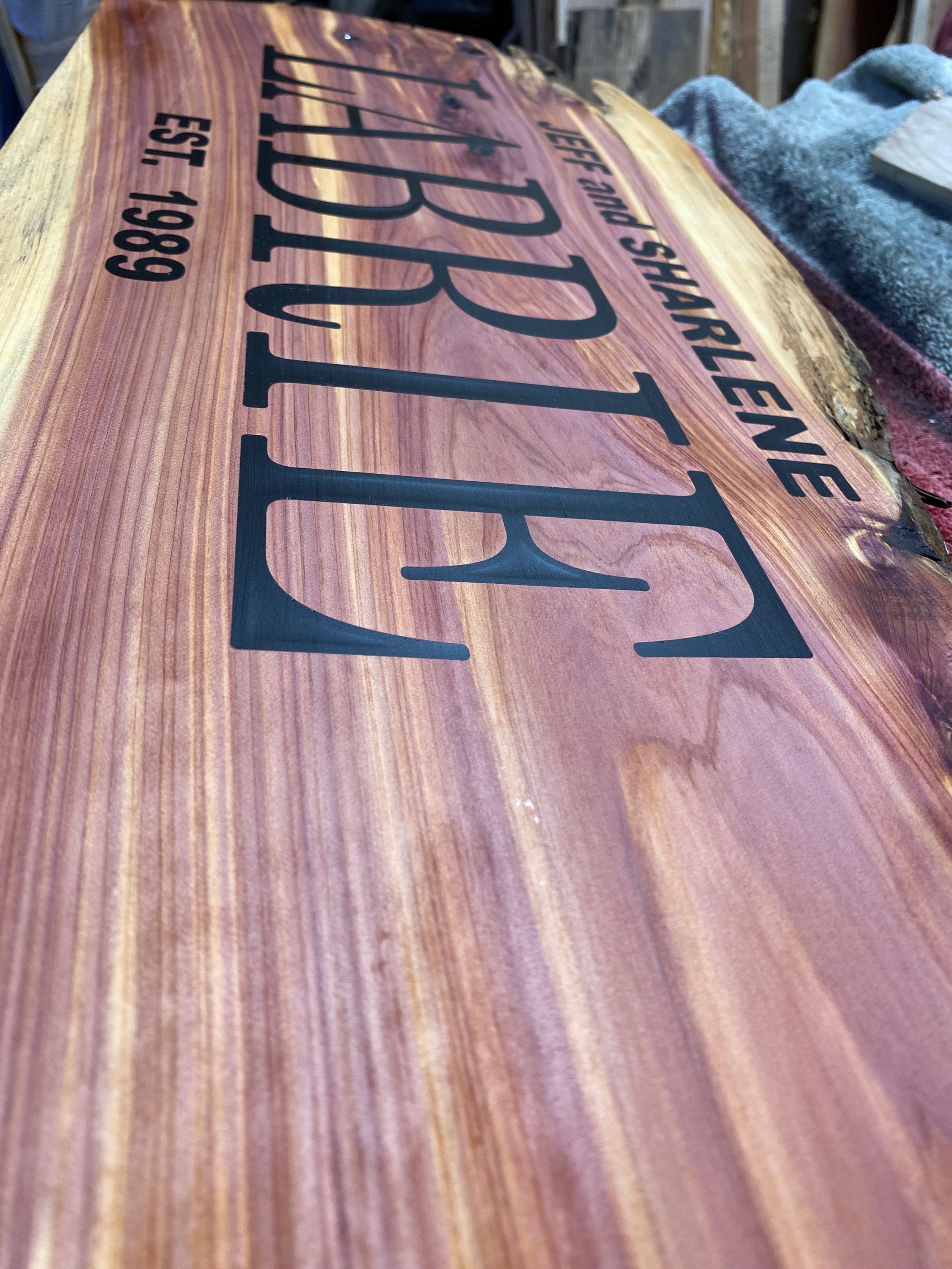 Custom Carved Cedar Wood Sign: Personalized Family Name, Cabin Decor - Etsy
