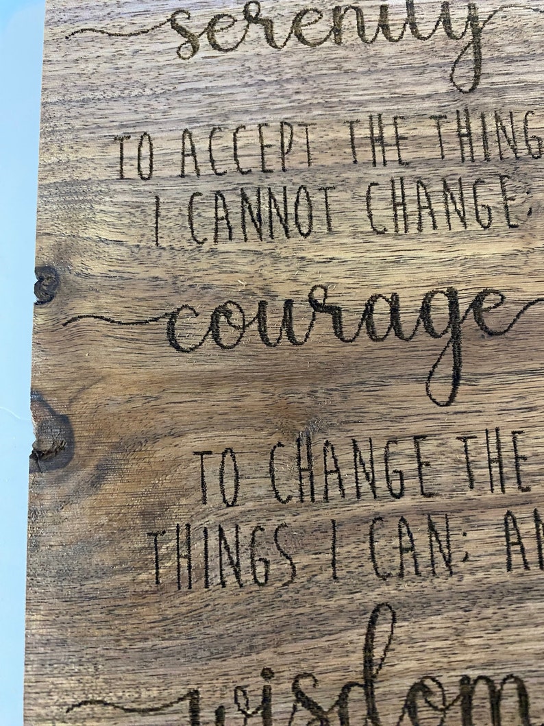 Laser Cut Serenity Prayer Sign: Live Edge Walnut Decor - Etsy