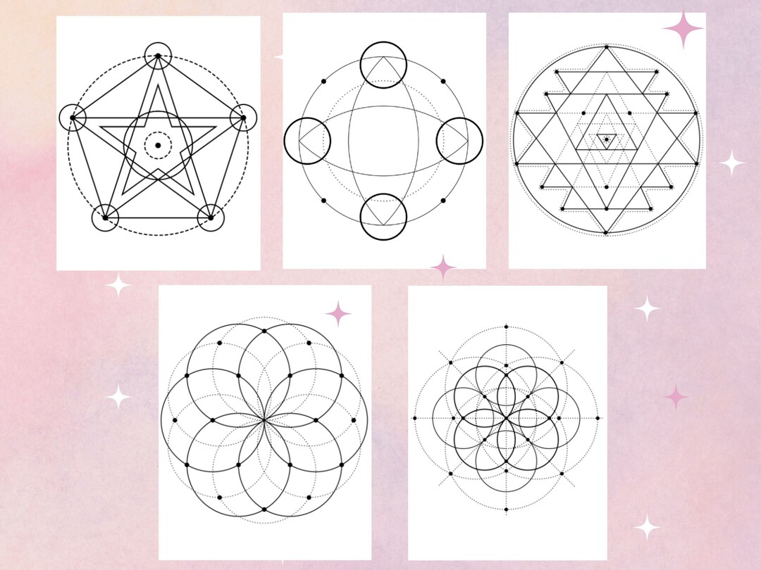 Unique Printable Crystal Grid Templates, 15 Pages Sacred Geometry ...