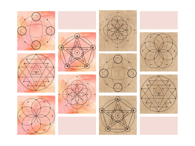 Unique Printable Crystal Grid Templates, 15 Pages Sacred Geometry ...