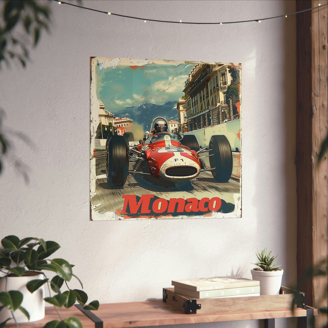 Affiche Grand Prix de Monaco, oeuvre d'art murale course de Formule 1 ...