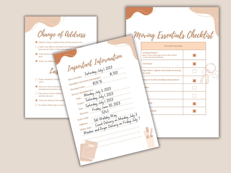 Comprehensive Moving Checklist - Printable and Digital | Pre-moving ...