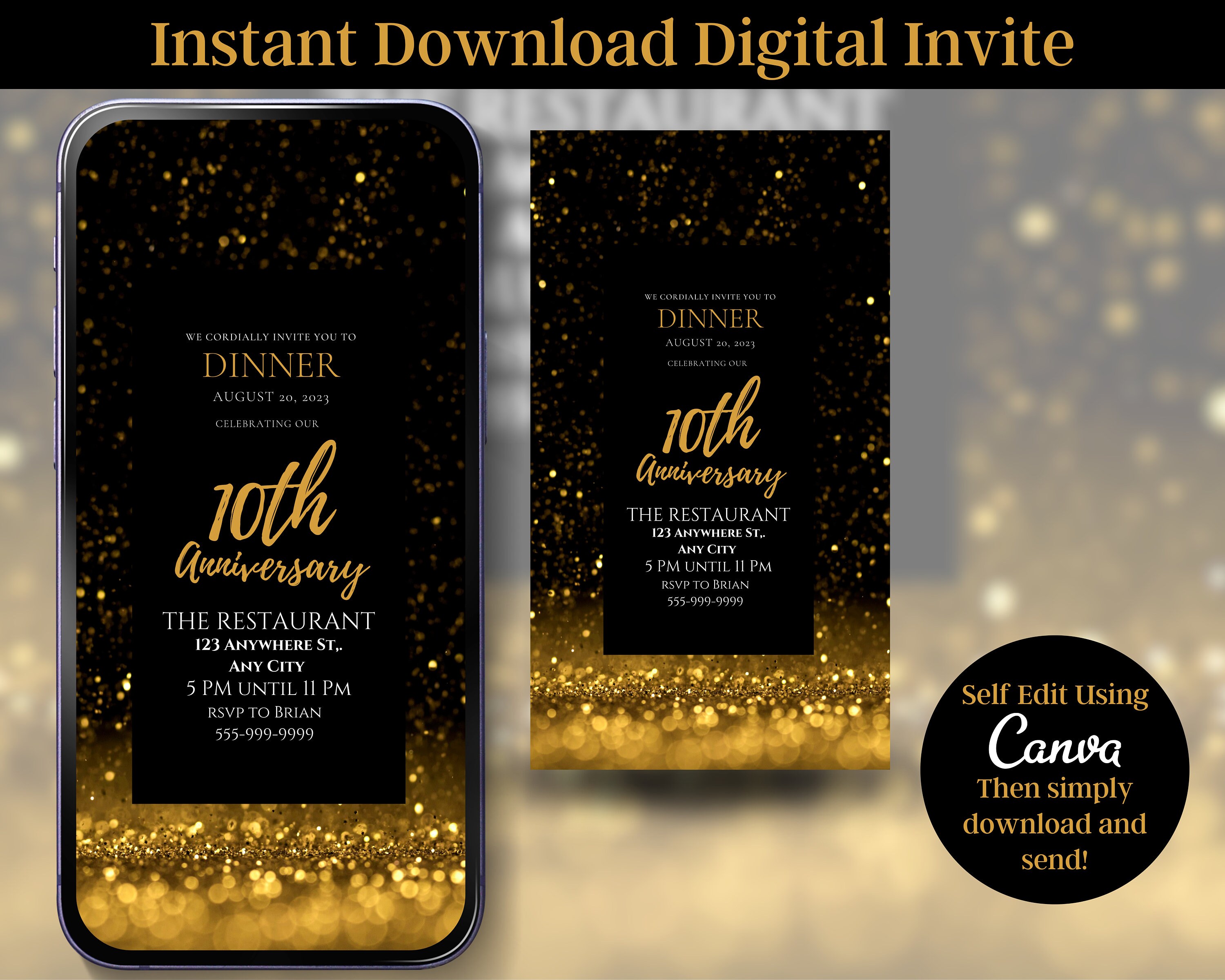 ANNIVERSARY DINNER MOBILE Evite Instant Download Electronic Invitation ...