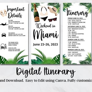 Miami Vaca| Travel Itinerary Template Mobile| Digital Itinerary| Mobile ...