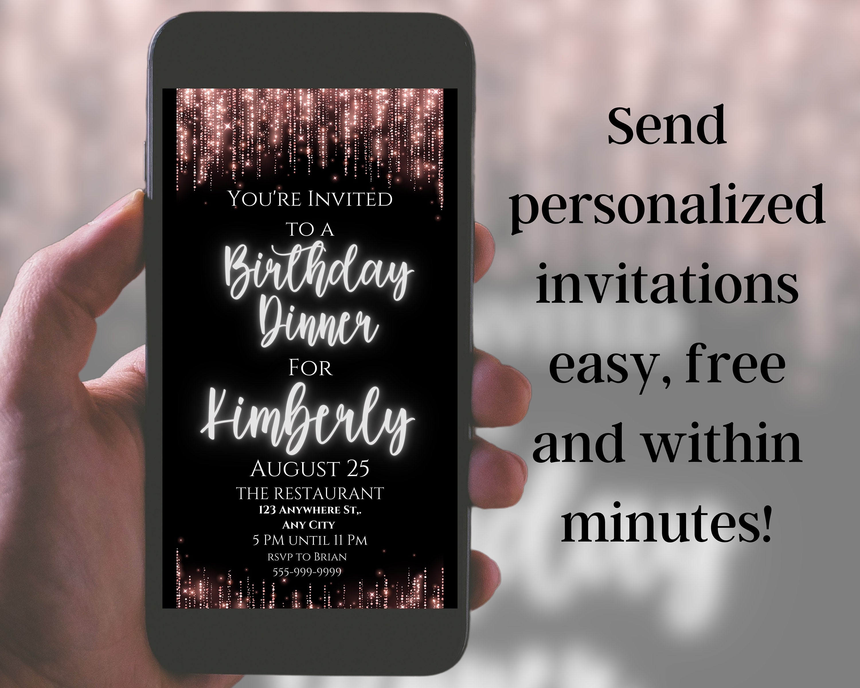 Birthday Dinner Electronic Evite Instant Download Digital Dinner ...