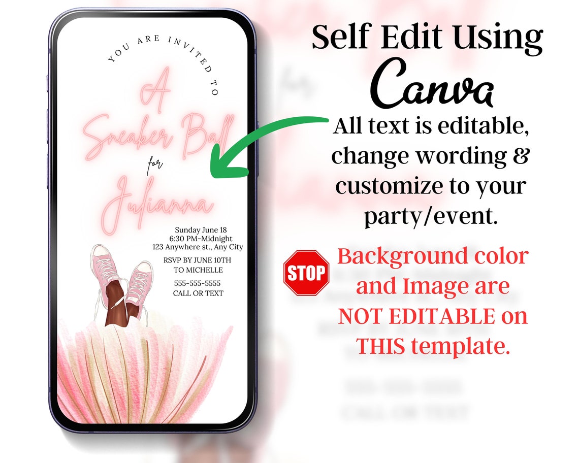 SNEAKER BALL INVITE Instant Download Invitation Template Sneaker Ball ...