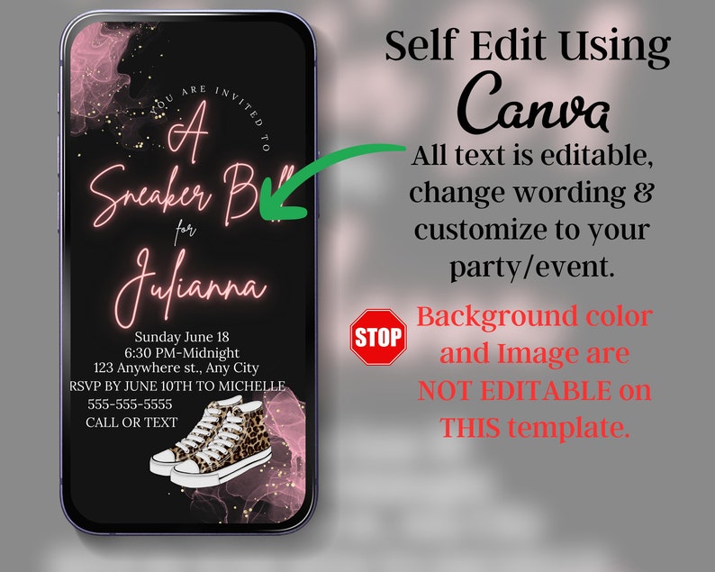 SNEAKER BALL INVITATION Instant Download Invitation Template Sneaker ...