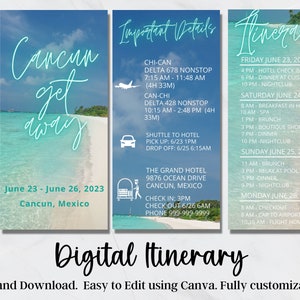 CANCUN MOBILE ITINERARY Travel Itinerary Template Digital Itinerary ...