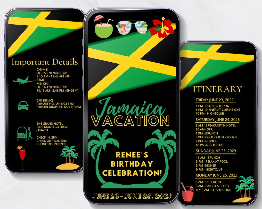 Jamaica| Travel Itinerary Template Mobile| Digital Itinerary| Mobile ...