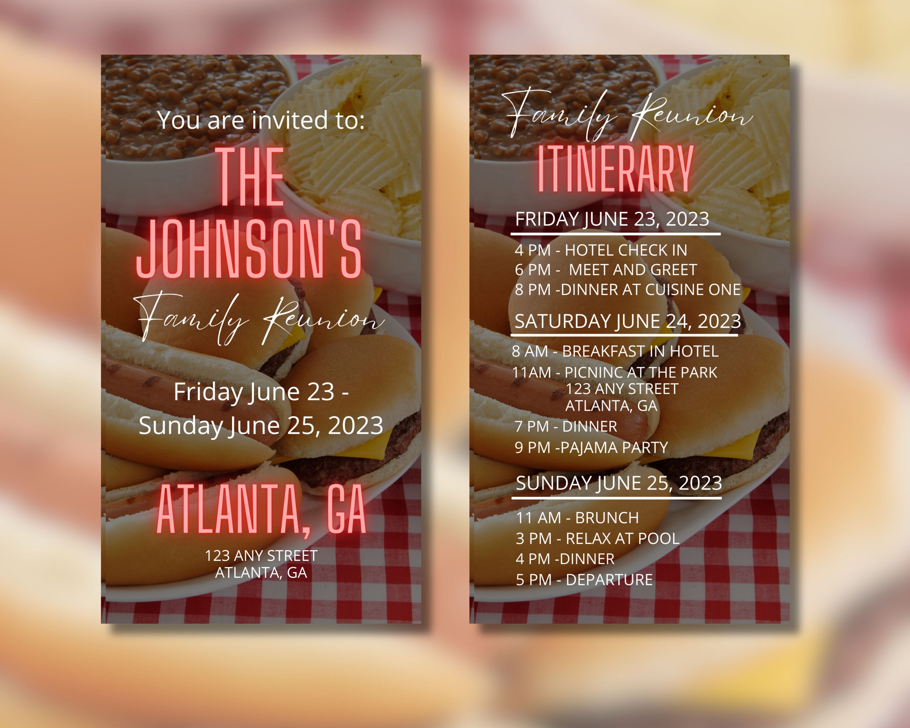 Family Reunion Digital Itinerary Reunion Weekend Mobile Invite Travel ...