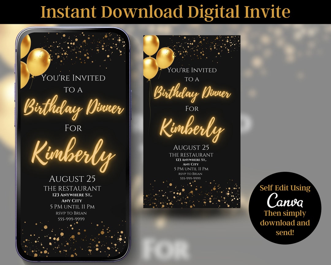 BIRTHDAY DINNER MOBILE Evite Instant Download Invitation Birthday Party ...