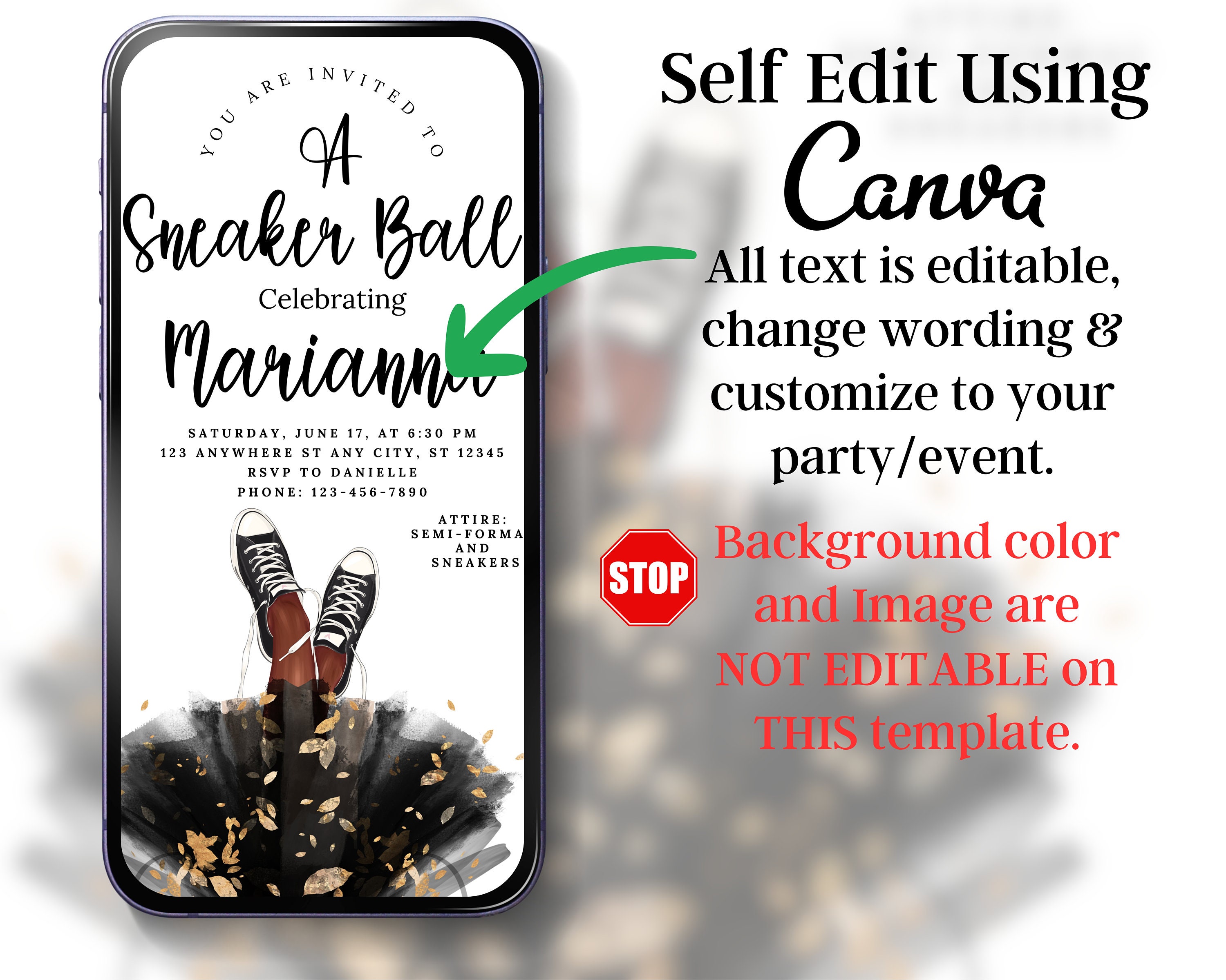 SNEAKER BALL INVITATION Instant Download Invitation Canva Template ...