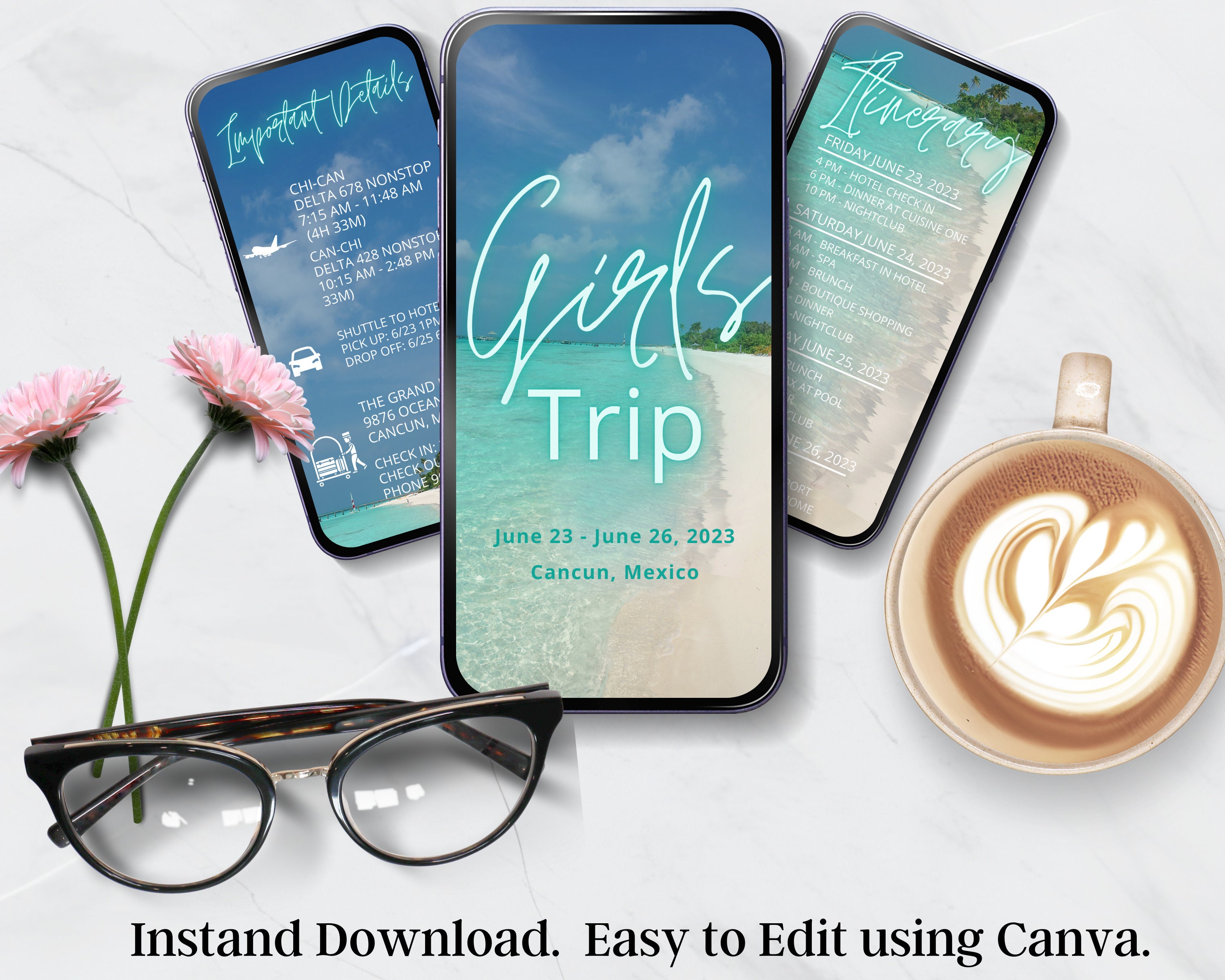 Girls Trip Travel Itinerary Template Mobiledigital Itinerarymobile ...