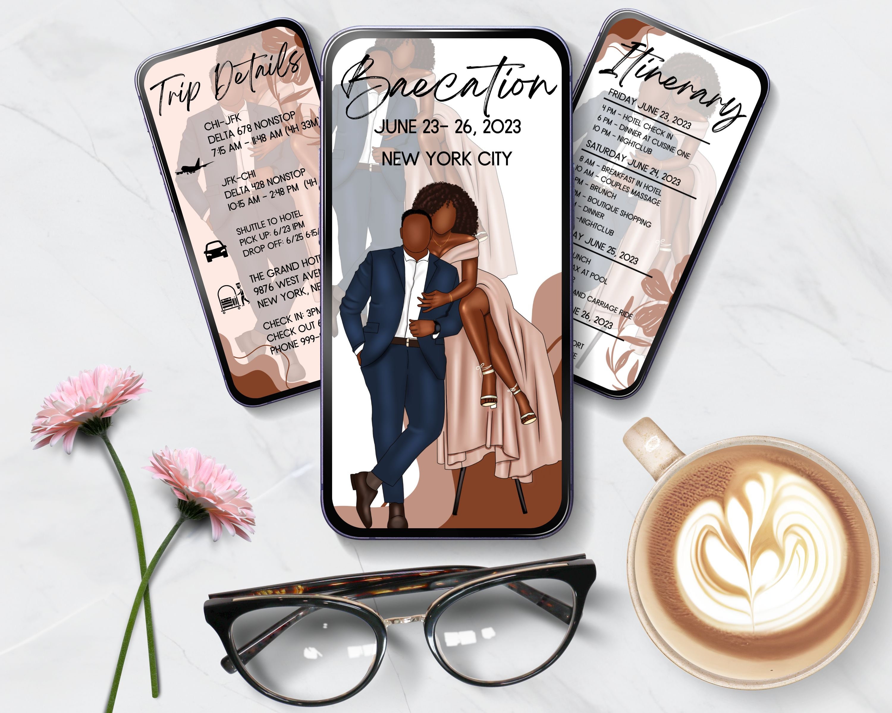 Baecation|travel Itinerary Template Mobile|digital Itinerary|mobile ...