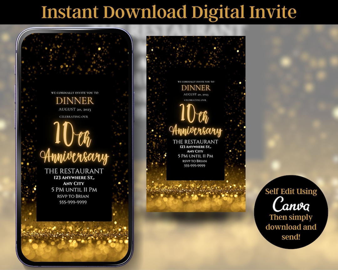 ANNIVERSARY DINNER MOBILE Evite Instant Download Electronic Invitation ...