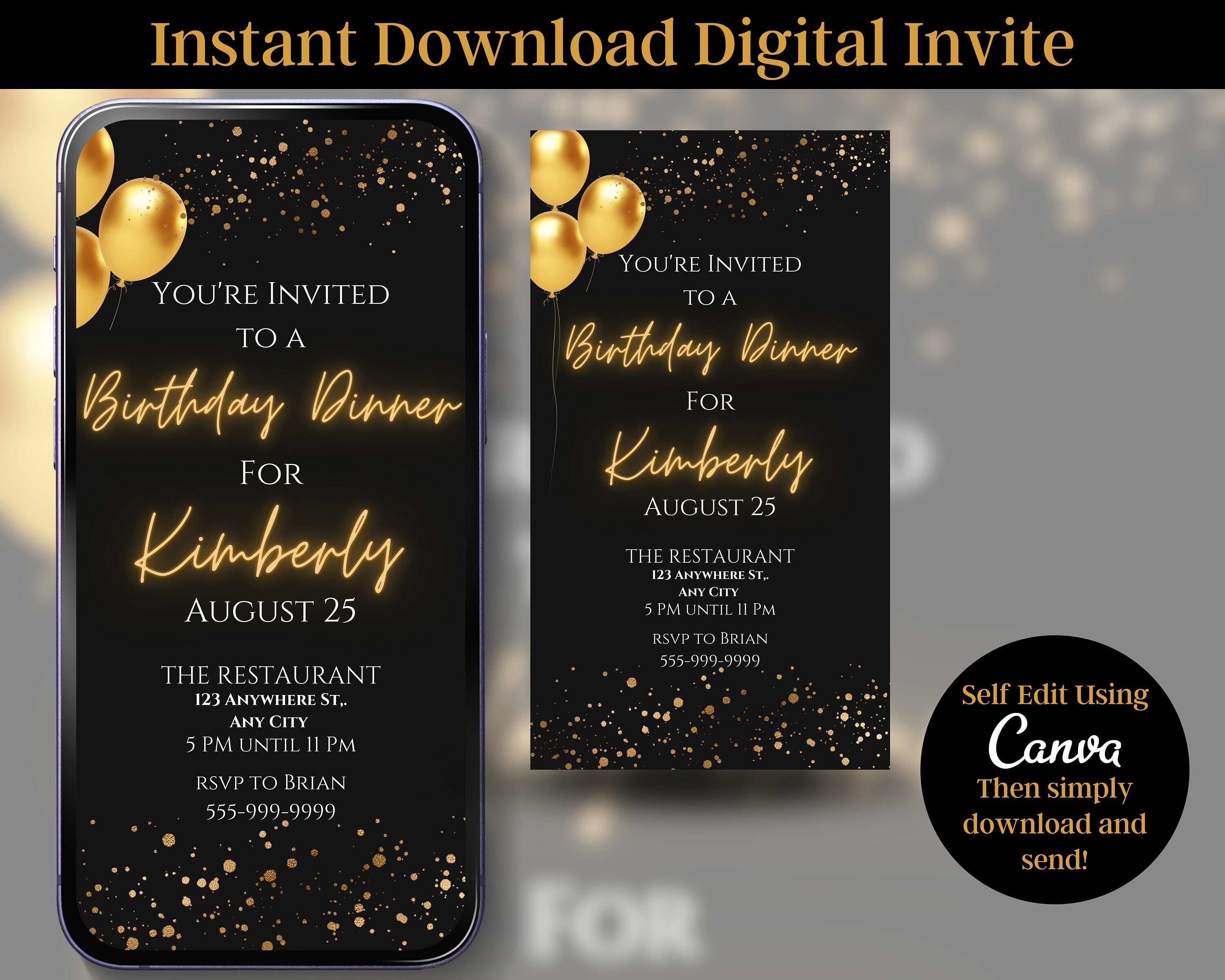 BIRTHDAY DINNER MOBILE Evite Instant Download Invitation Birthday Party ...