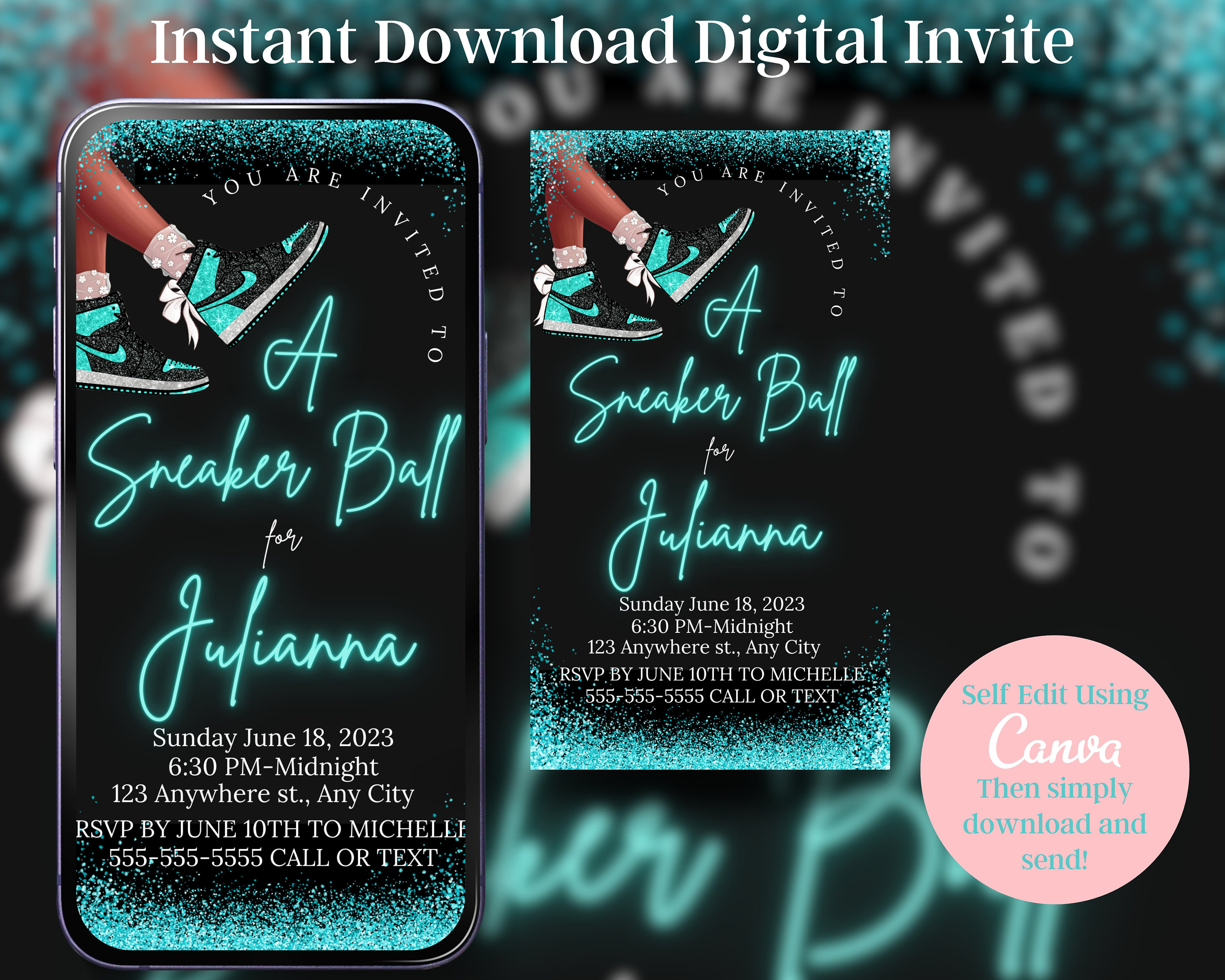 SNEAKER BALL INVITATION Instant Download Invitation Template Sneaker ...