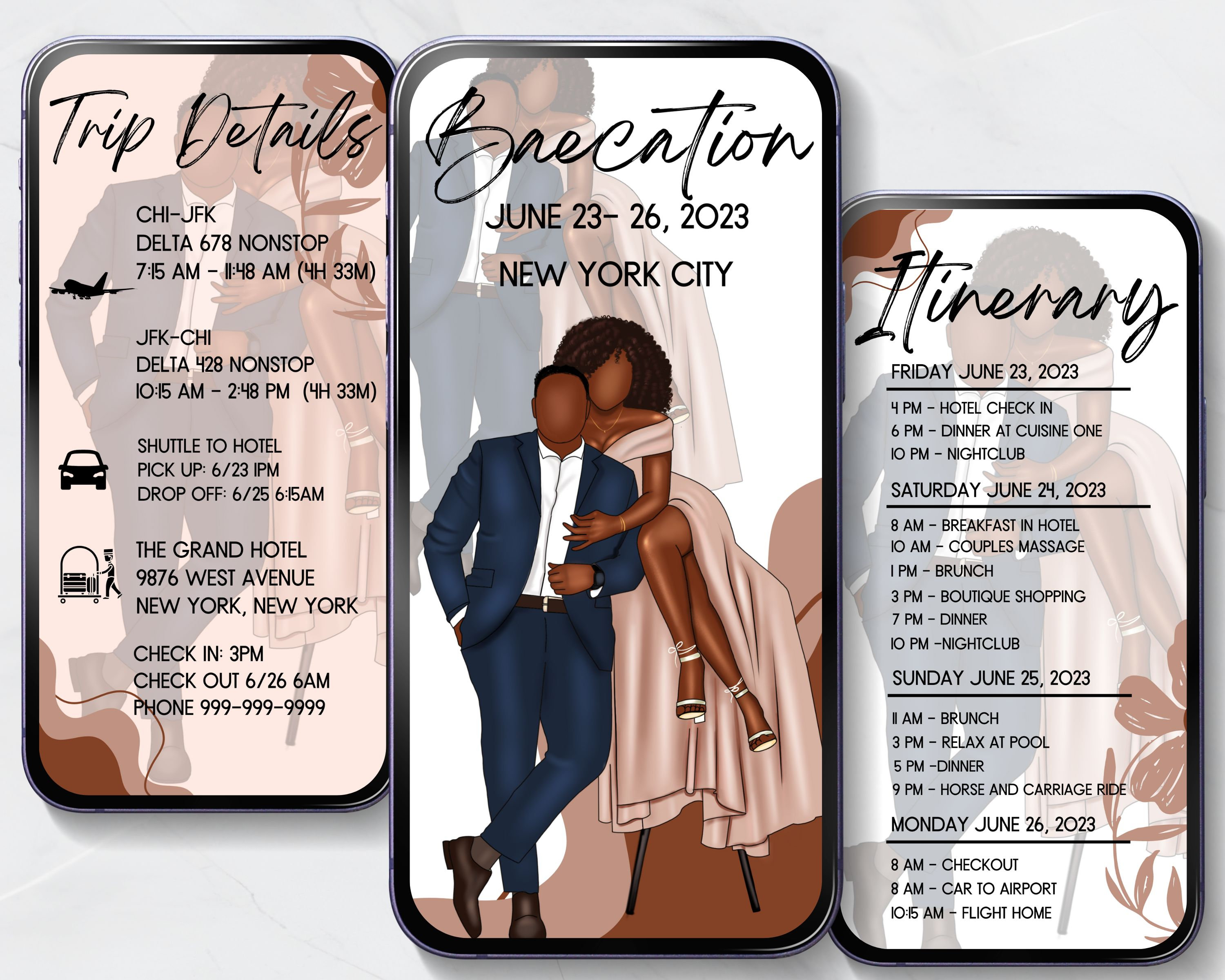 Baecation|travel Itinerary Template Mobile|digital Itinerary|mobile ...