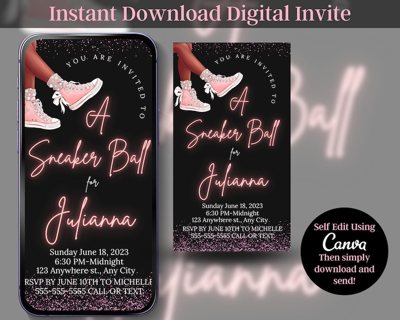 SNEAKER BALL INVITATION Instant Download Invitation Template Sneaker ...