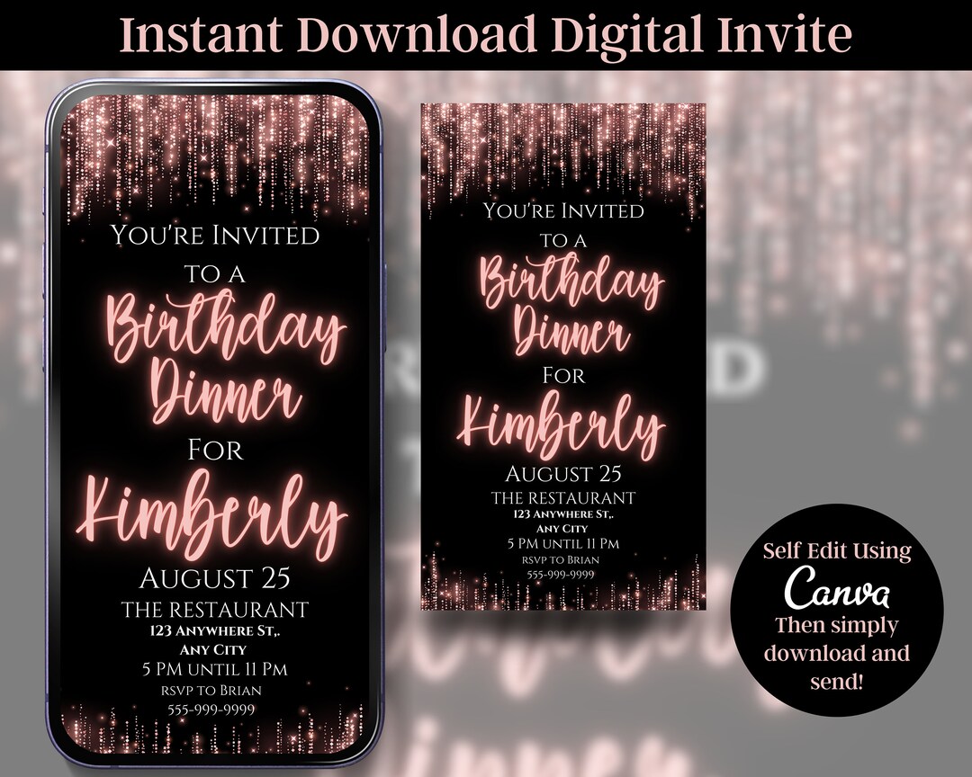 BIRTHDAY DINNER MOBILE Evite Instant Download Electronic Invitation ...