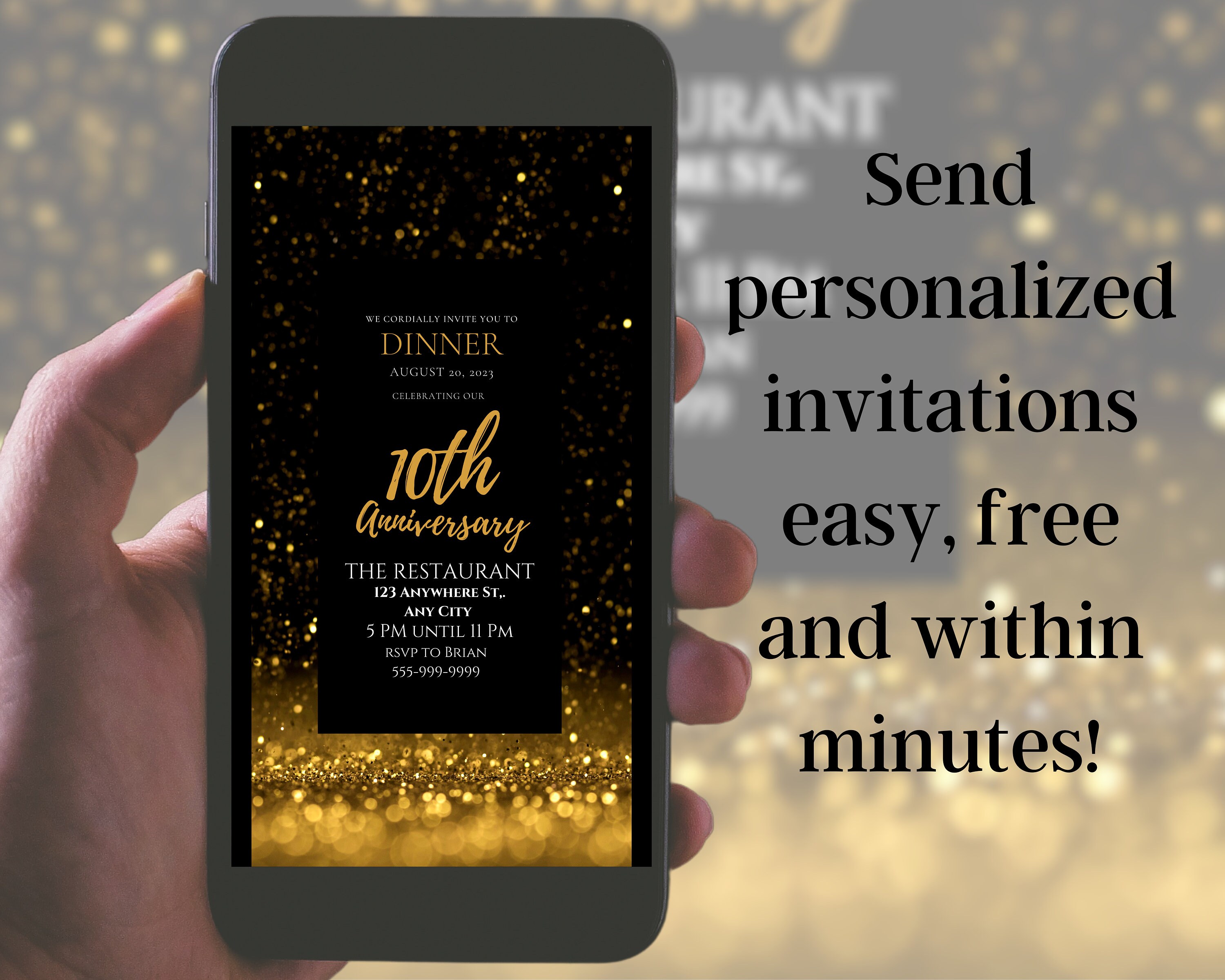 ANNIVERSARY DINNER MOBILE Evite Instant Download Electronic Invitation ...