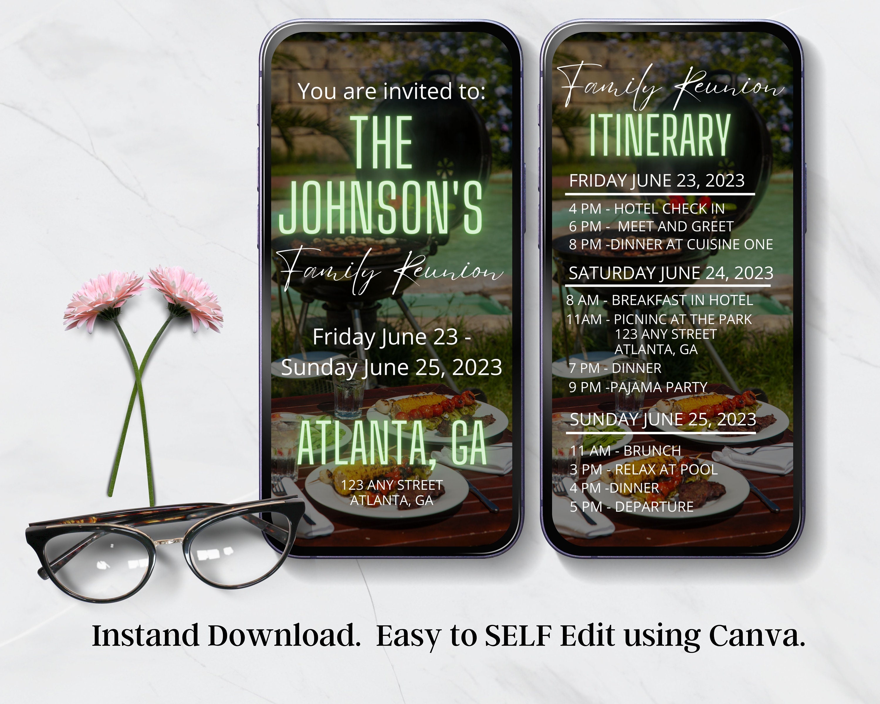 Family Reunion Digital Itinerary Reunion Weekend Mobile Invite Travel ...