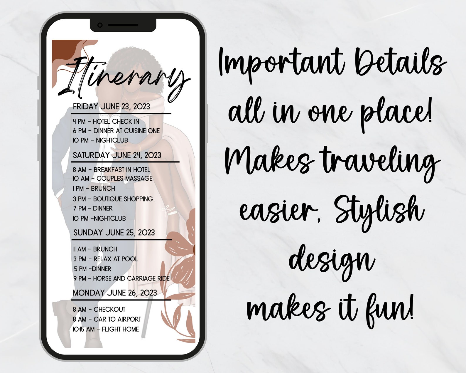 Baecation|travel Itinerary Template Mobile|digital Itinerary|mobile ...
