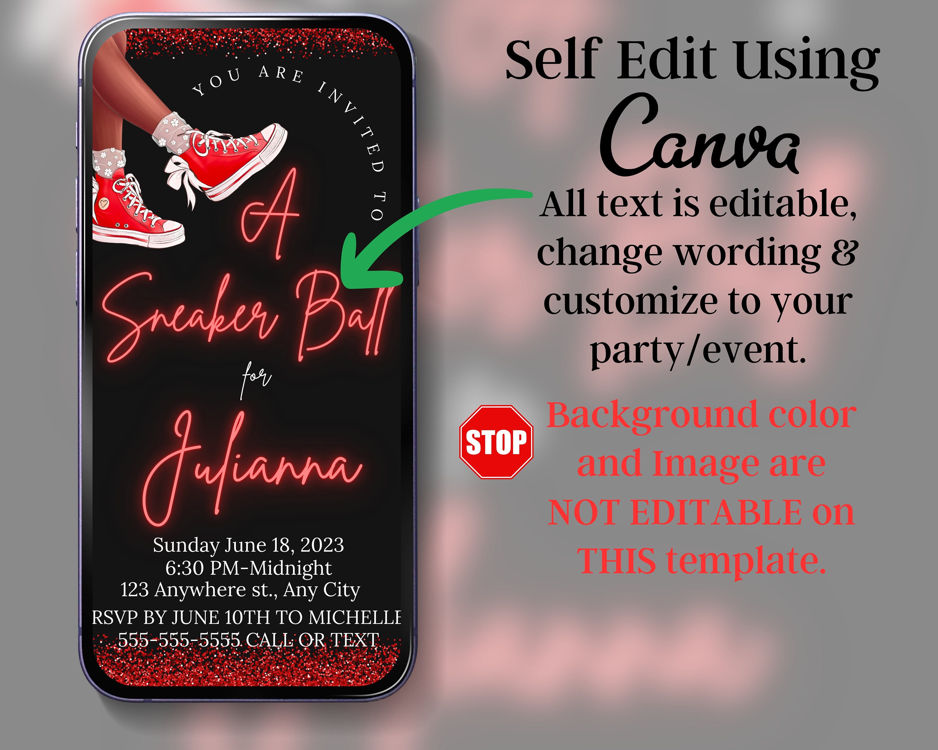 SNEAKER BALL INVITE Instant Download Invitation Template Sneaker Ball ...