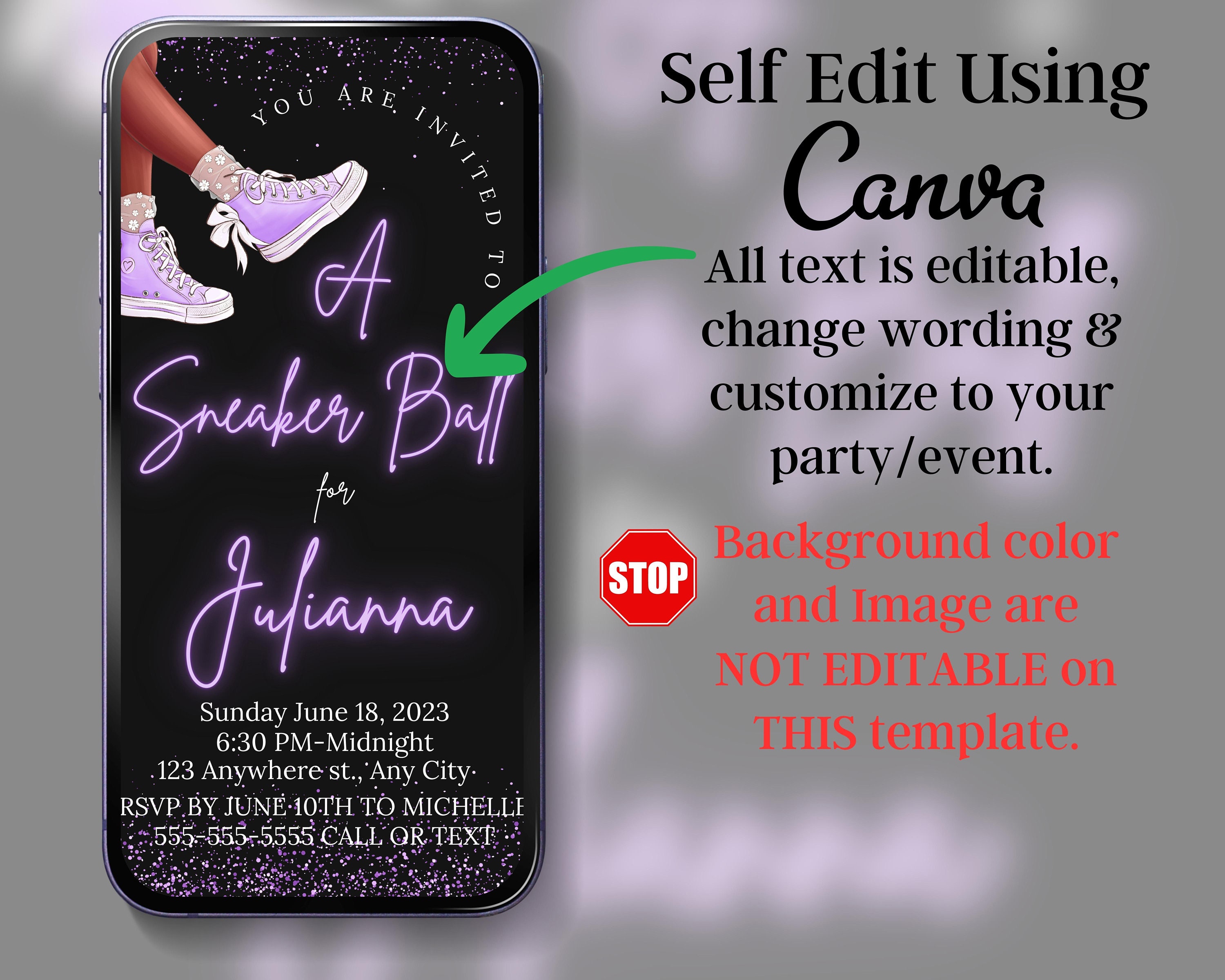 SNEAKER BALL INVITATION Instant Download Invitation Template Sneaker ...