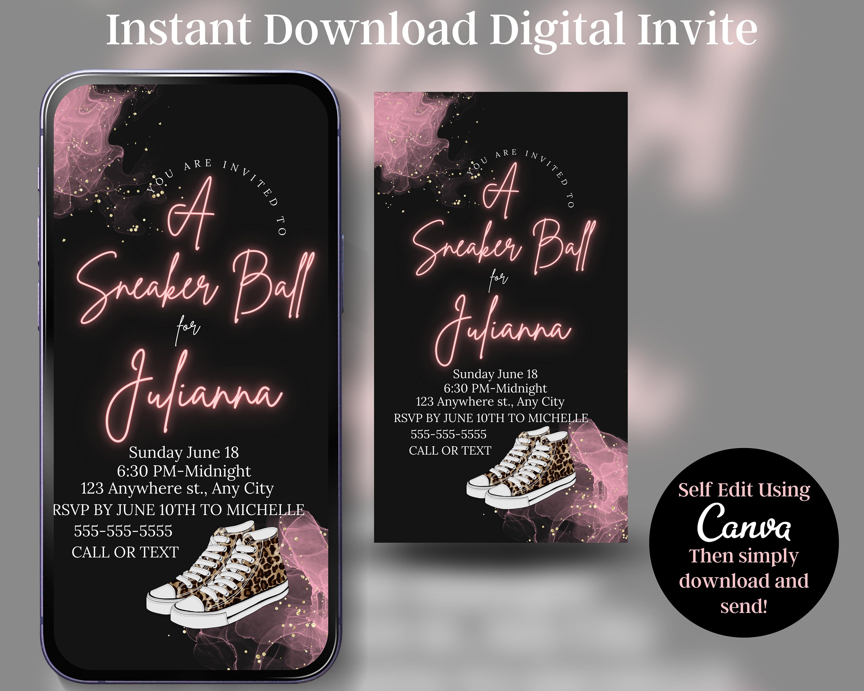 SNEAKER BALL INVITATION Instant Download Invitation Template Sneaker ...