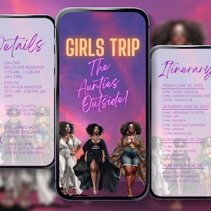 GIRLS TRIP ITINERARY Animated Invitation Mobile Digital Invite Digital ...