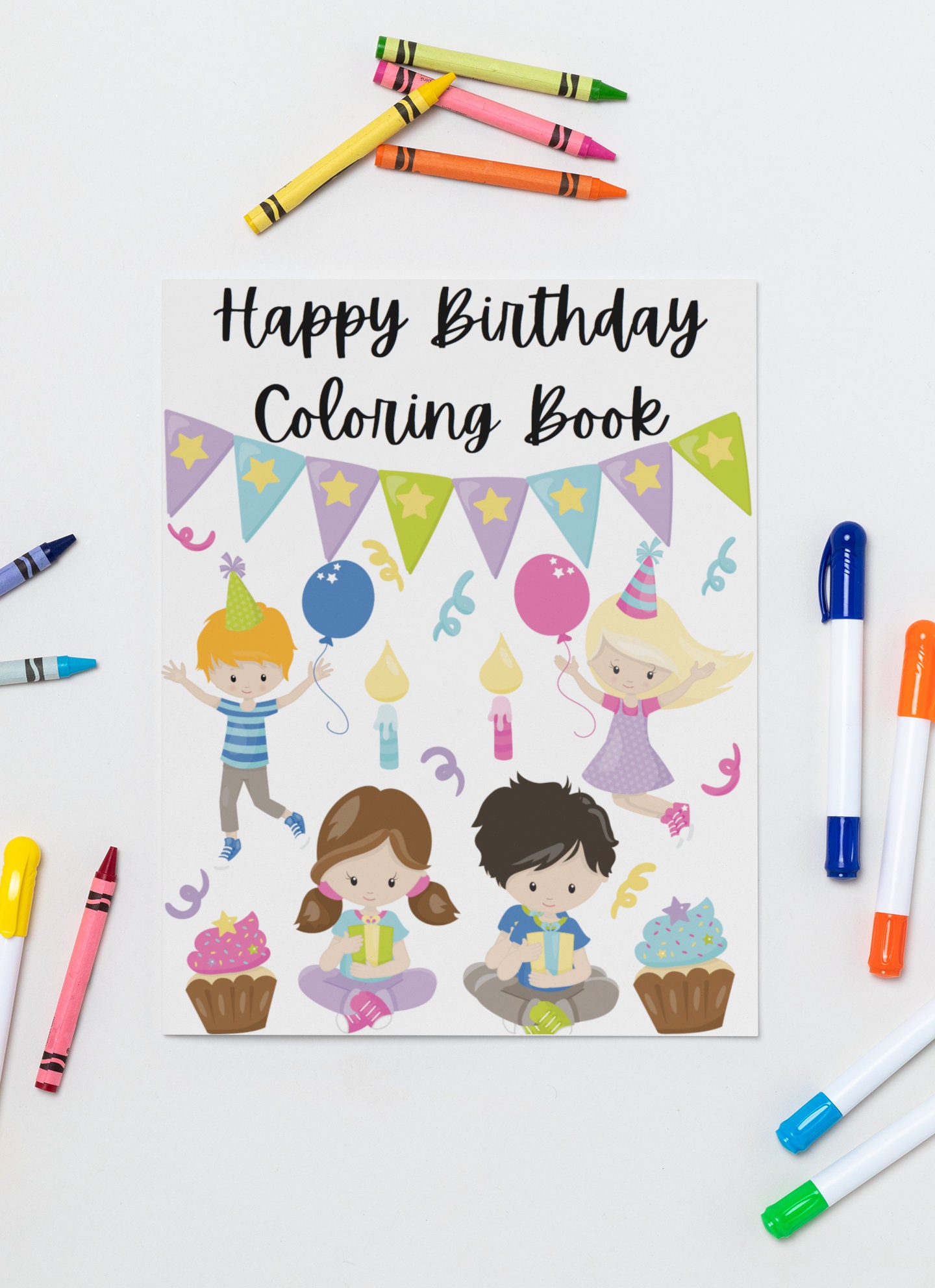 Happy Birthday Coloring Book, Activity Book for Kids, Birthday Party ...