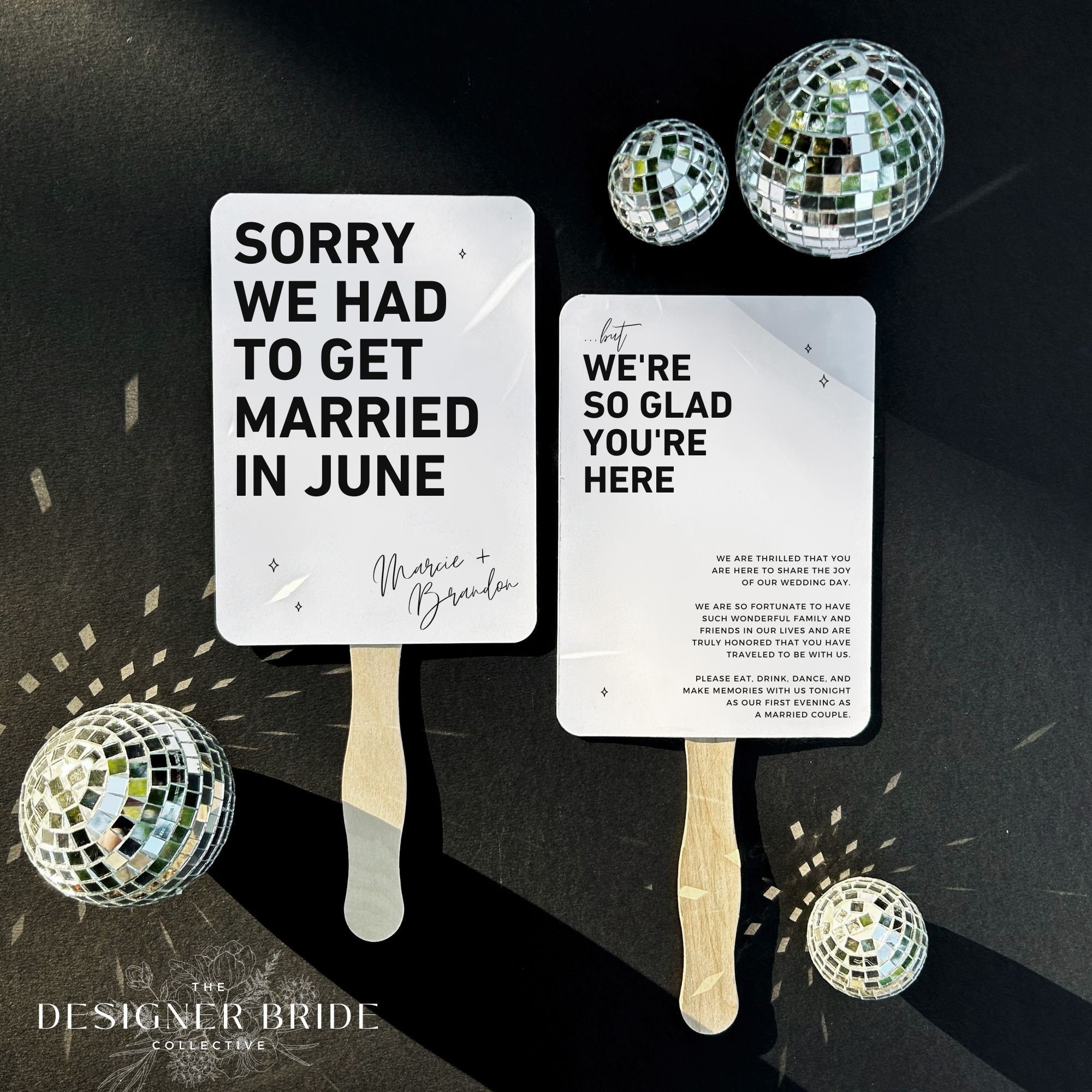 Modern Minimalist Timeless Wedding Paddle Fan | Customizable Canva ...