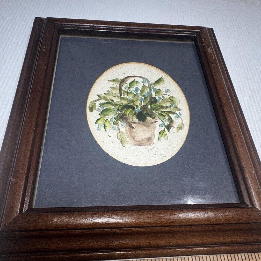 Jane Whaley Hand Painted Watercolor Flower Basket Greenery 8x10 Framed ...