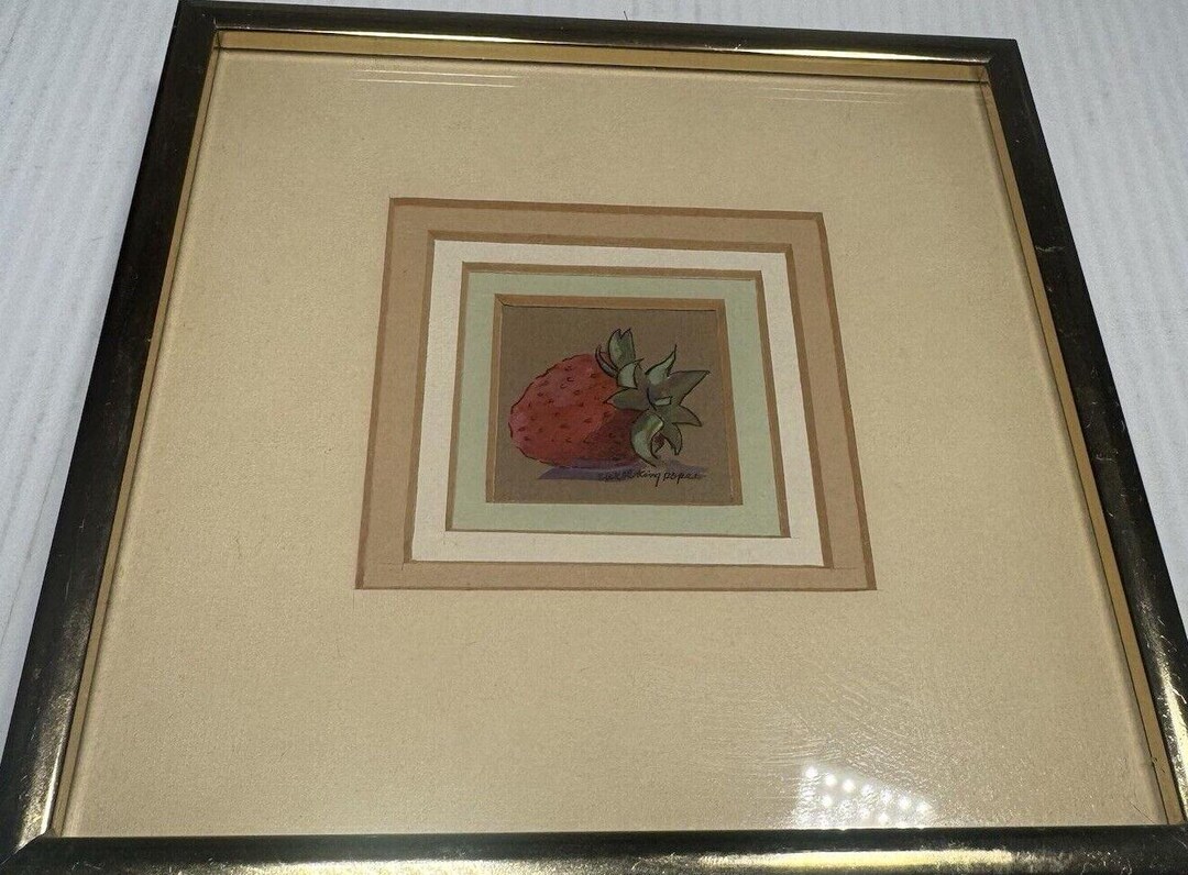 Carol King Pope Water Color Strawberry Painting Georgia Artist 2”x2 ...