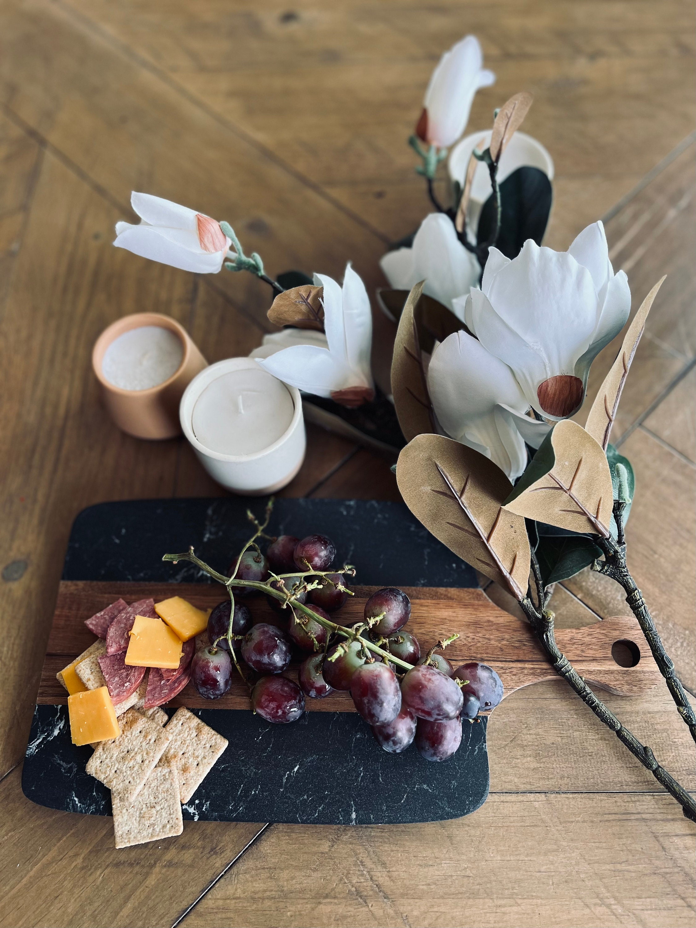 Modern Rustic Charcuterie Board - Handcrafted Dark Marble and Acacia ...