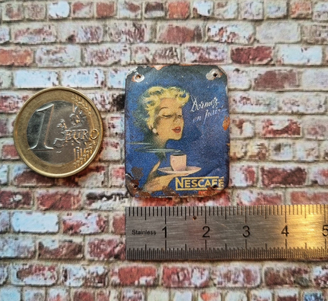 Miniature Imitation Antique Enameled Nescafé Advertising Sign - Etsy