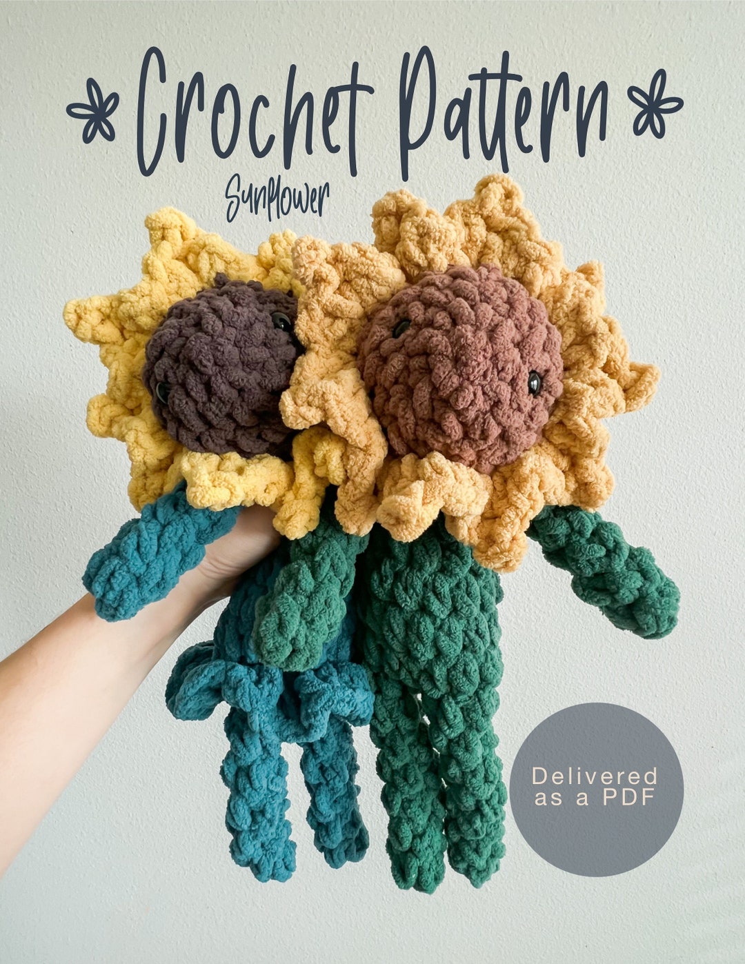 Flower Friend Crochet Pattern, Sunflower Amigurumi Plush Lovey, Pattern ...