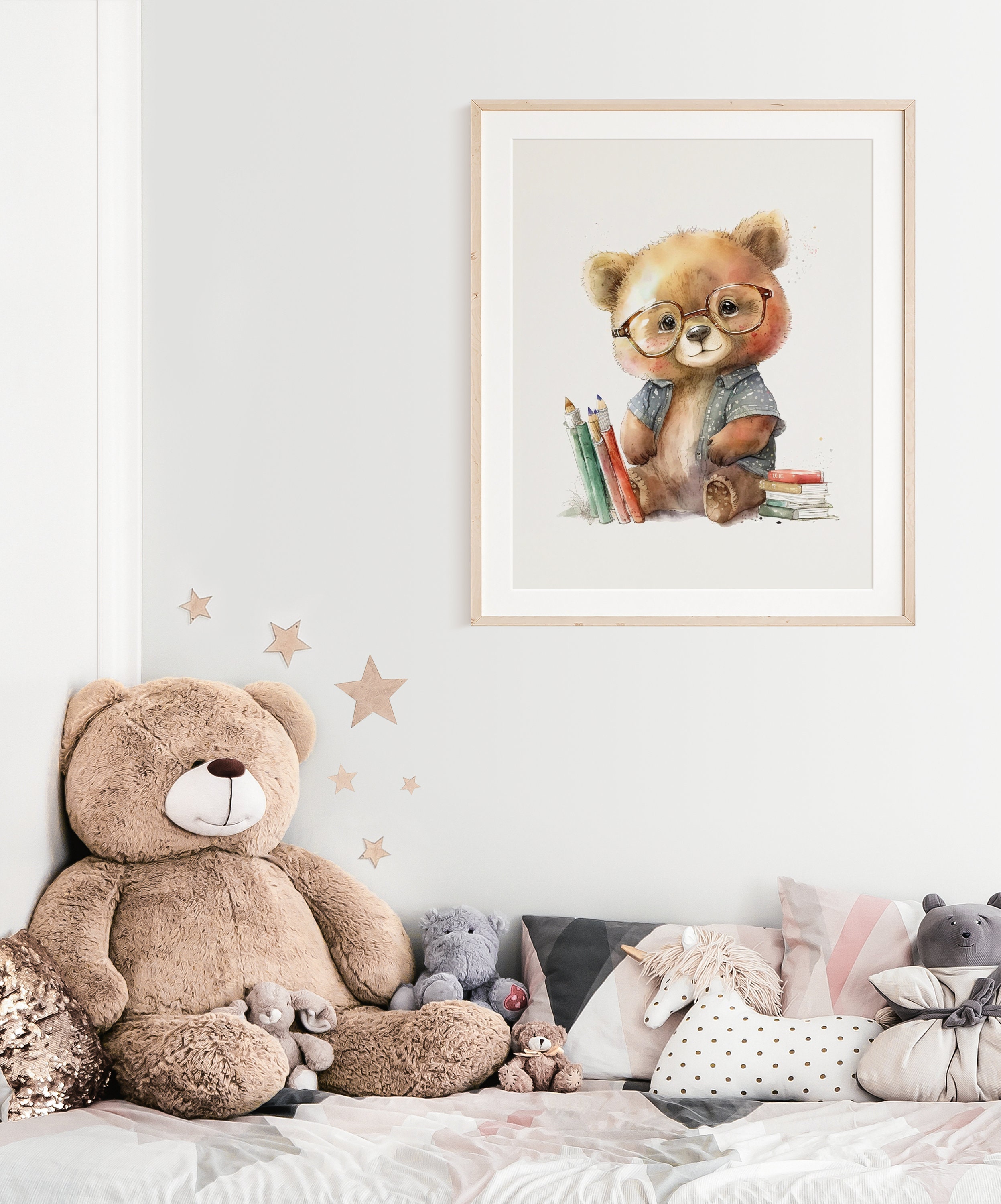 Teddy Bear Student Bear Digital Print for Kids Room Perfect for ...