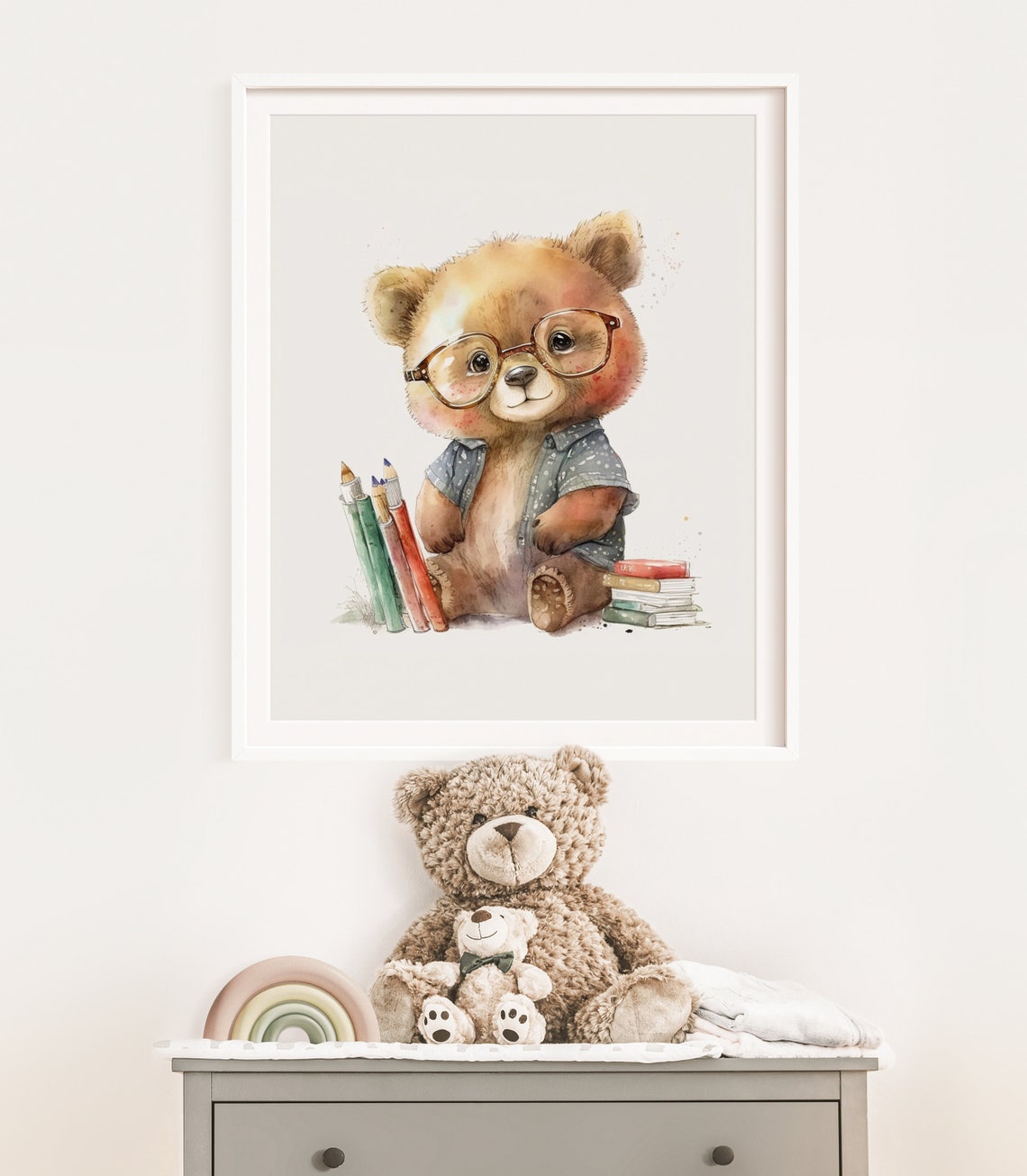 Teddy Bear Student Bear Digital Print for Kids Room Perfect for ...