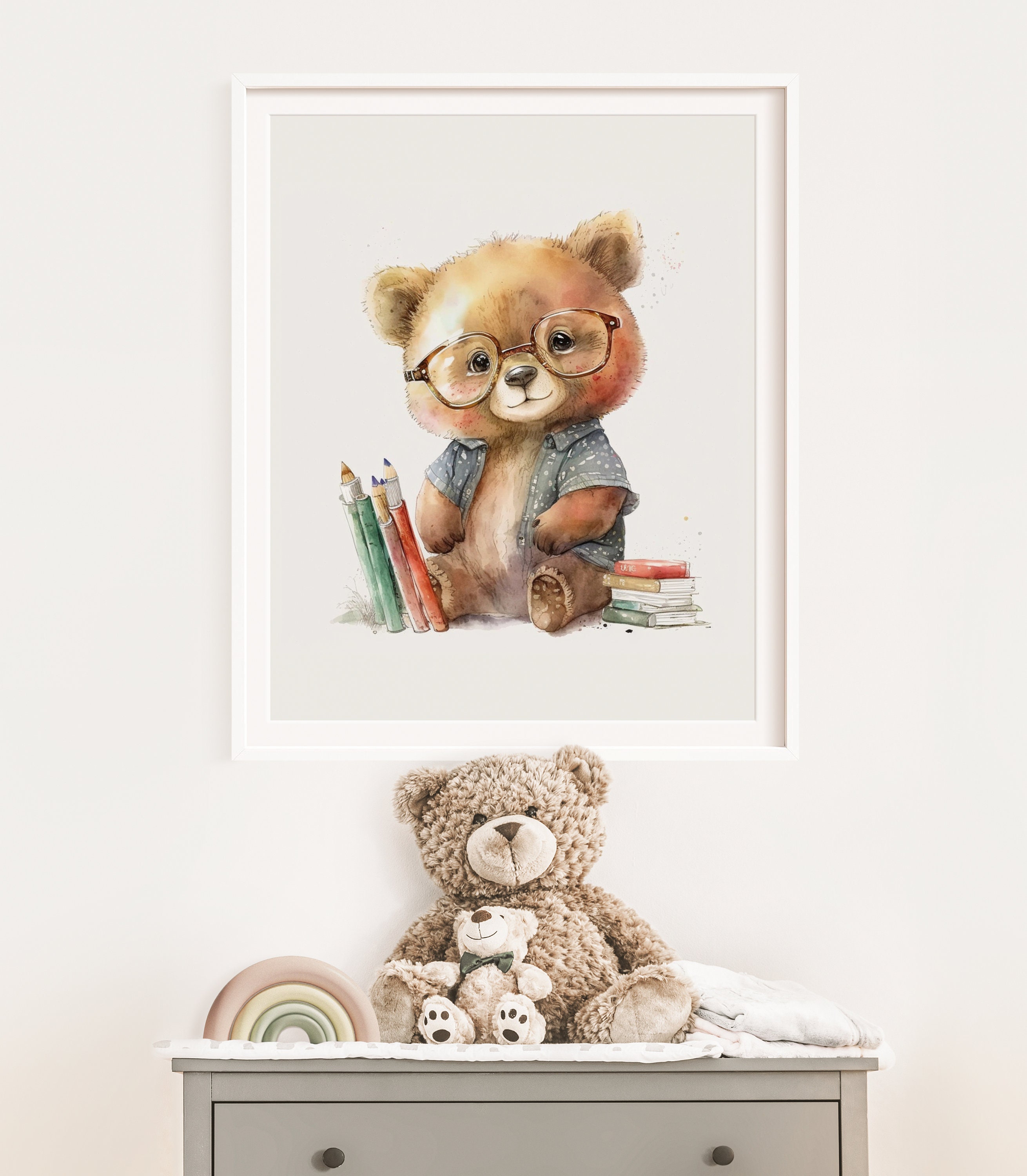Teddy Bear Student Bear Digital Print for Kids Room Perfect for ...