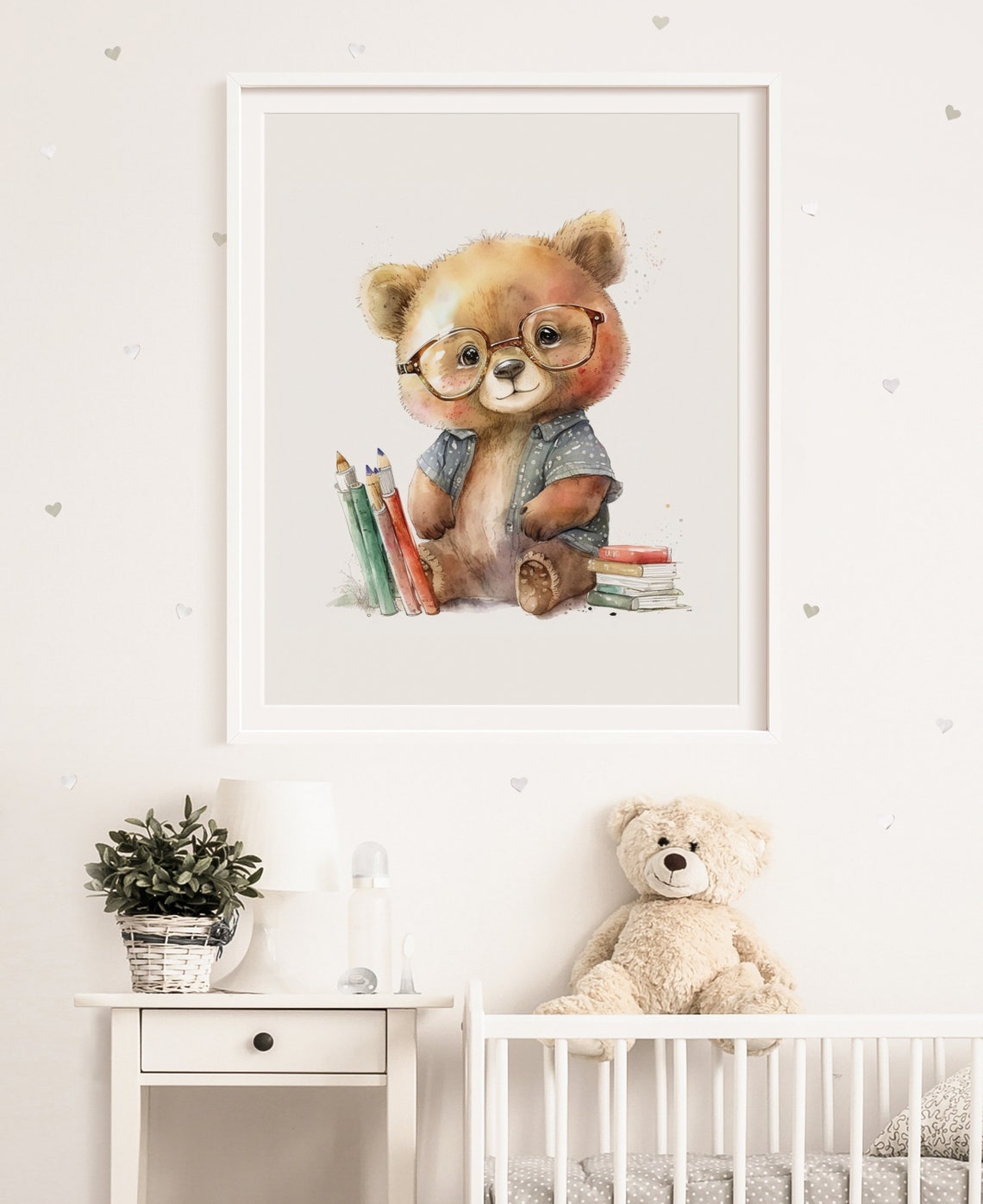 Teddy Bear Student Bear Digital Print for Kids Room Perfect for ...